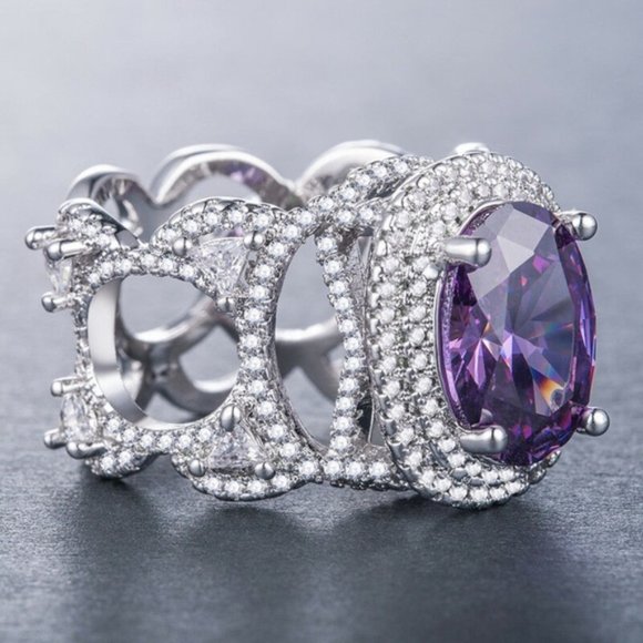 Jewelry | Luxury 925 Silver Purple Amethyst Ring | Poshmark